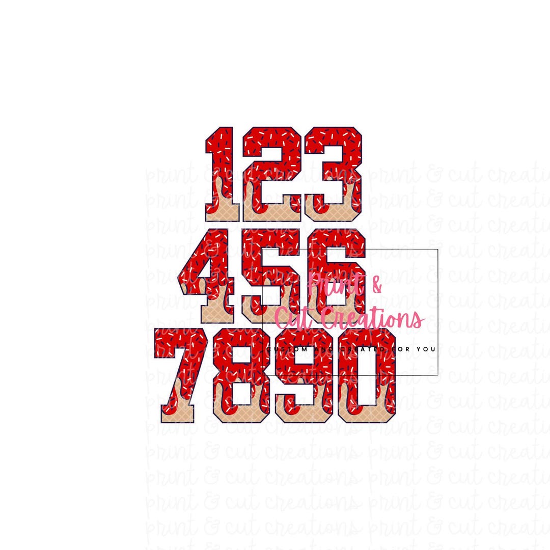 Red and Navy Drip Numbers Png Baseball Life Custom Sprinkle Drip Ice ...