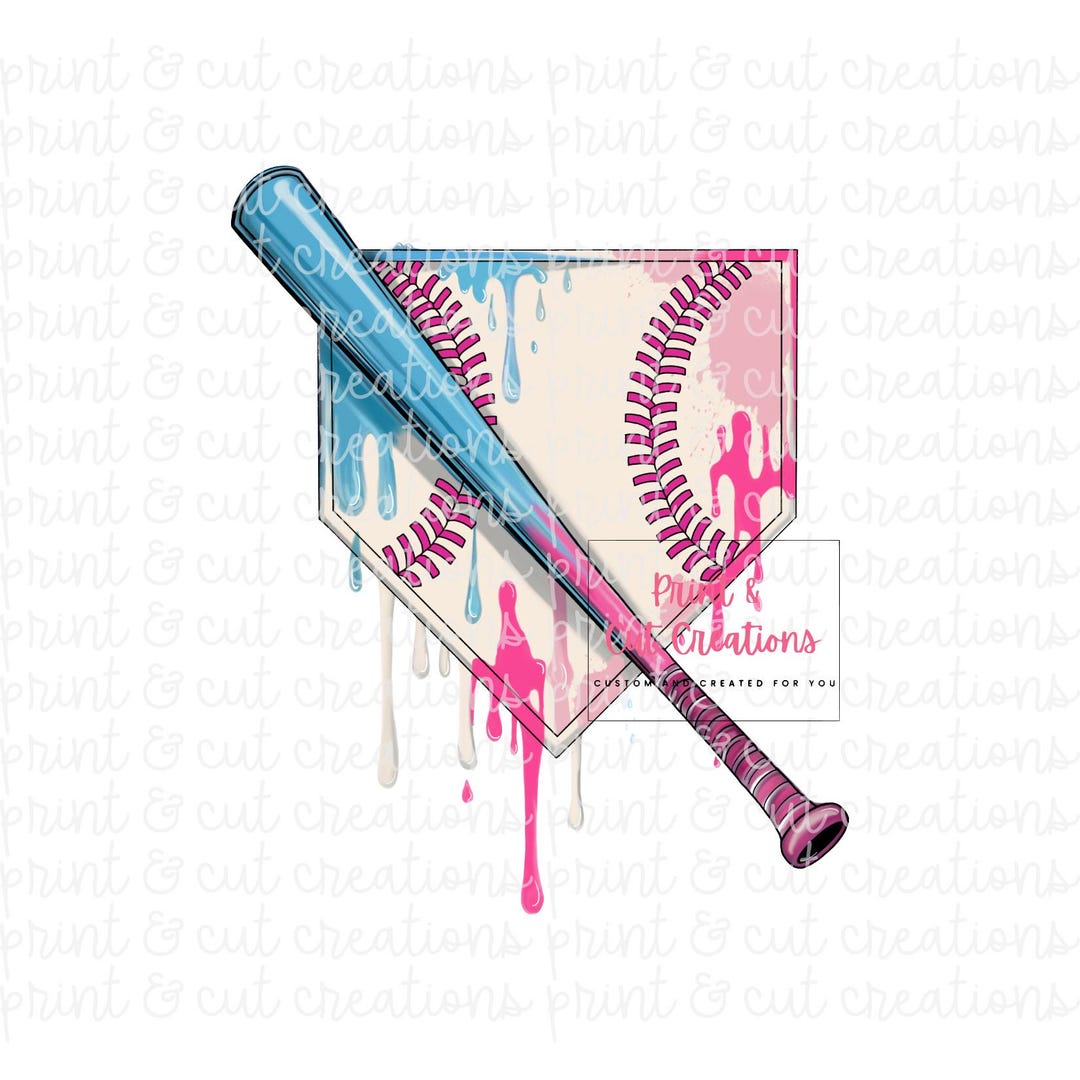 Pink and Blue Baseball Ice Cream Drip PNG | Cotton Candy Drip ...