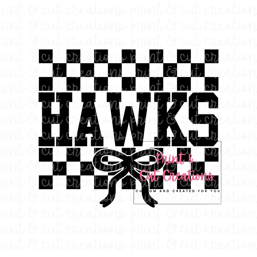 Hawks Checkered Coquette Bow PNG: Game Day Shirt Design (digital ...