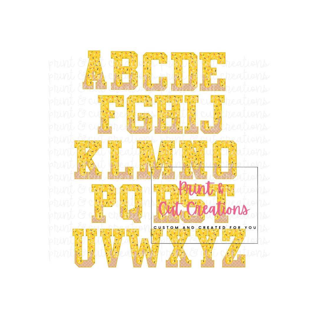 Ice Cream Drip Baseball Alpha Set PNG: Yellow Sprinkle Font (digital ...
