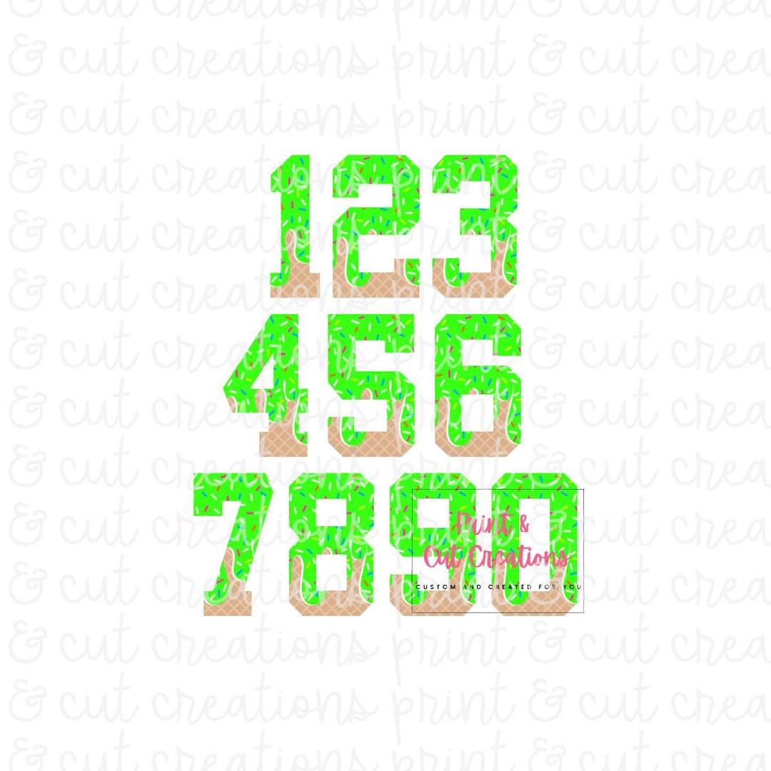 Neon Drip Numbers Png, Sprinkle Drip PNG, Ice Cream Drip Numbers ...