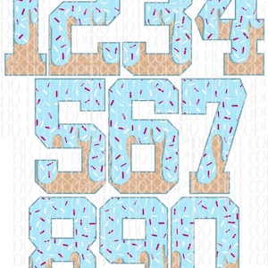 Light Blue Sprinkle Drip Numbers 0-9 |baseball Life| Custom Drawn ...