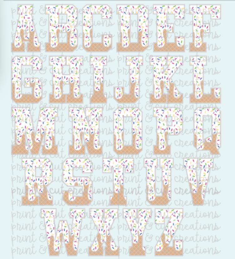 Sprinkle Drip Alphabet PNG: Vanilla Ice Cream Font (digital Download ...