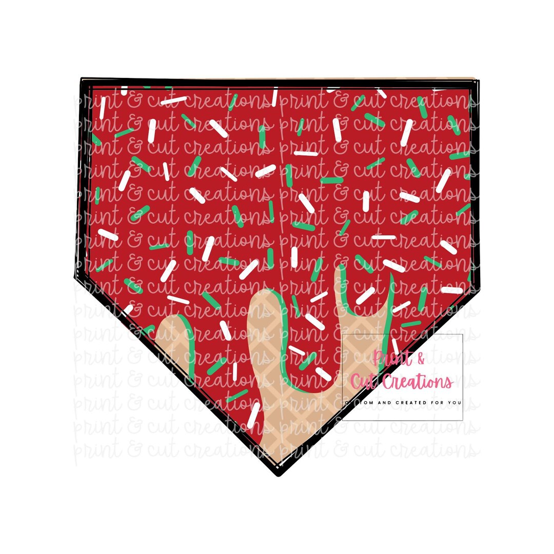 Red Green Sprinkle Drip Home Plate Baseball Life Christmas Baseball ...