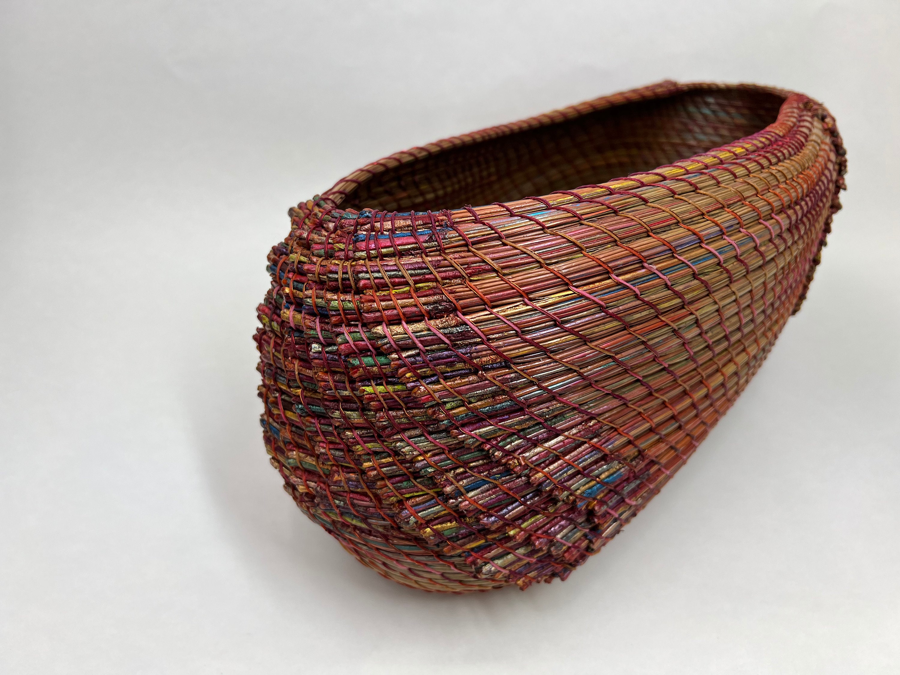 Oblong Redtone Pine Needle Basket - Etsy