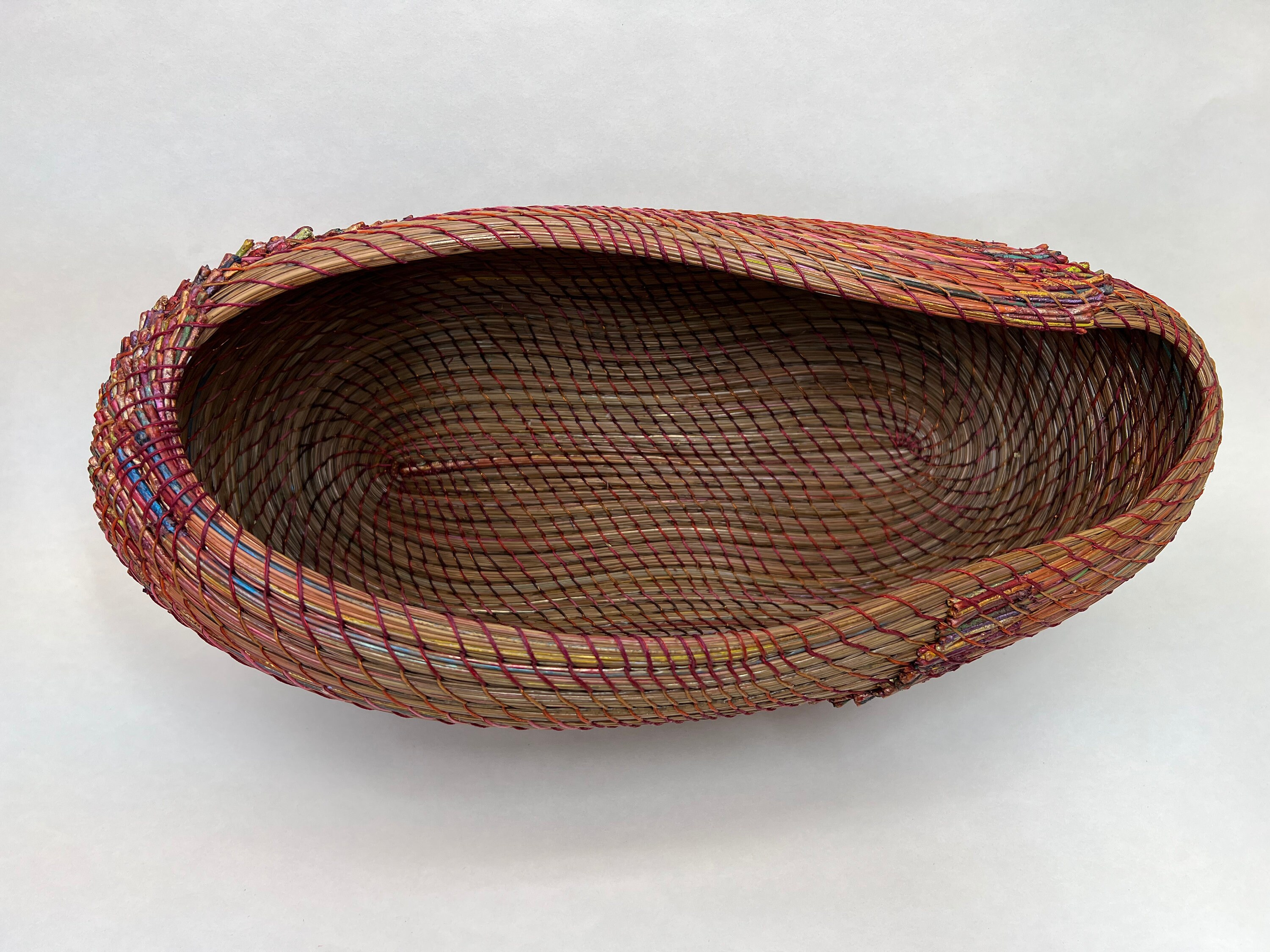 Oblong Redtone Pine Needle Basket - Etsy