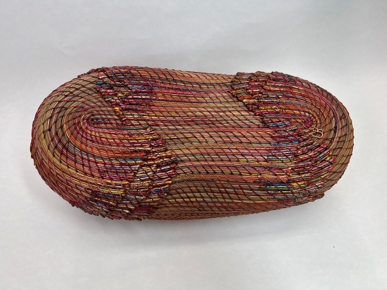 Oblong Redtone Pine Needle Basket - Etsy
