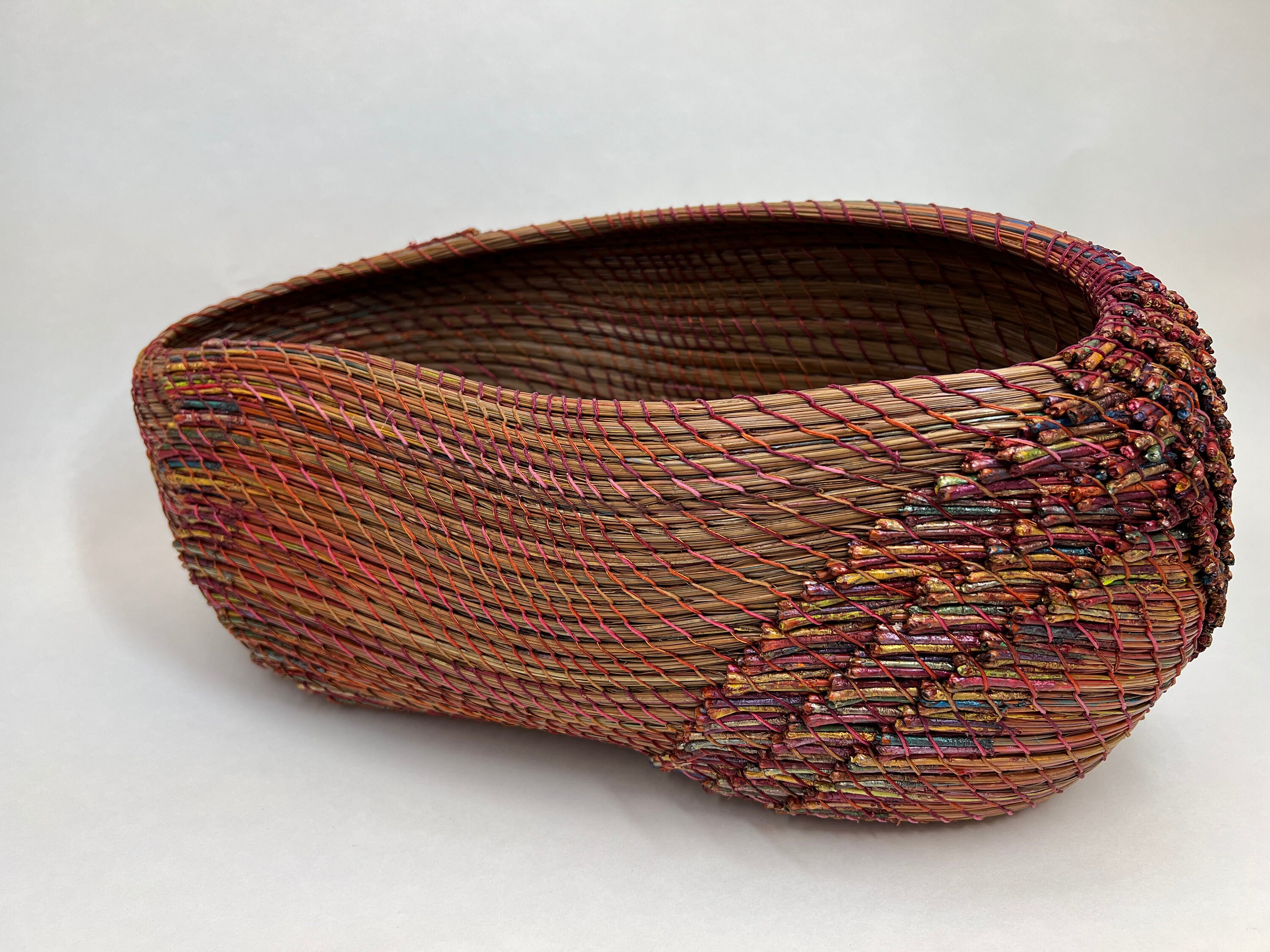 Oblong Redtone Pine Needle Basket - Etsy