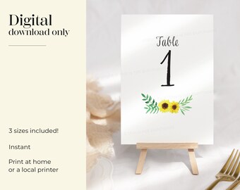Sunflower Table Number Sign - Etsy