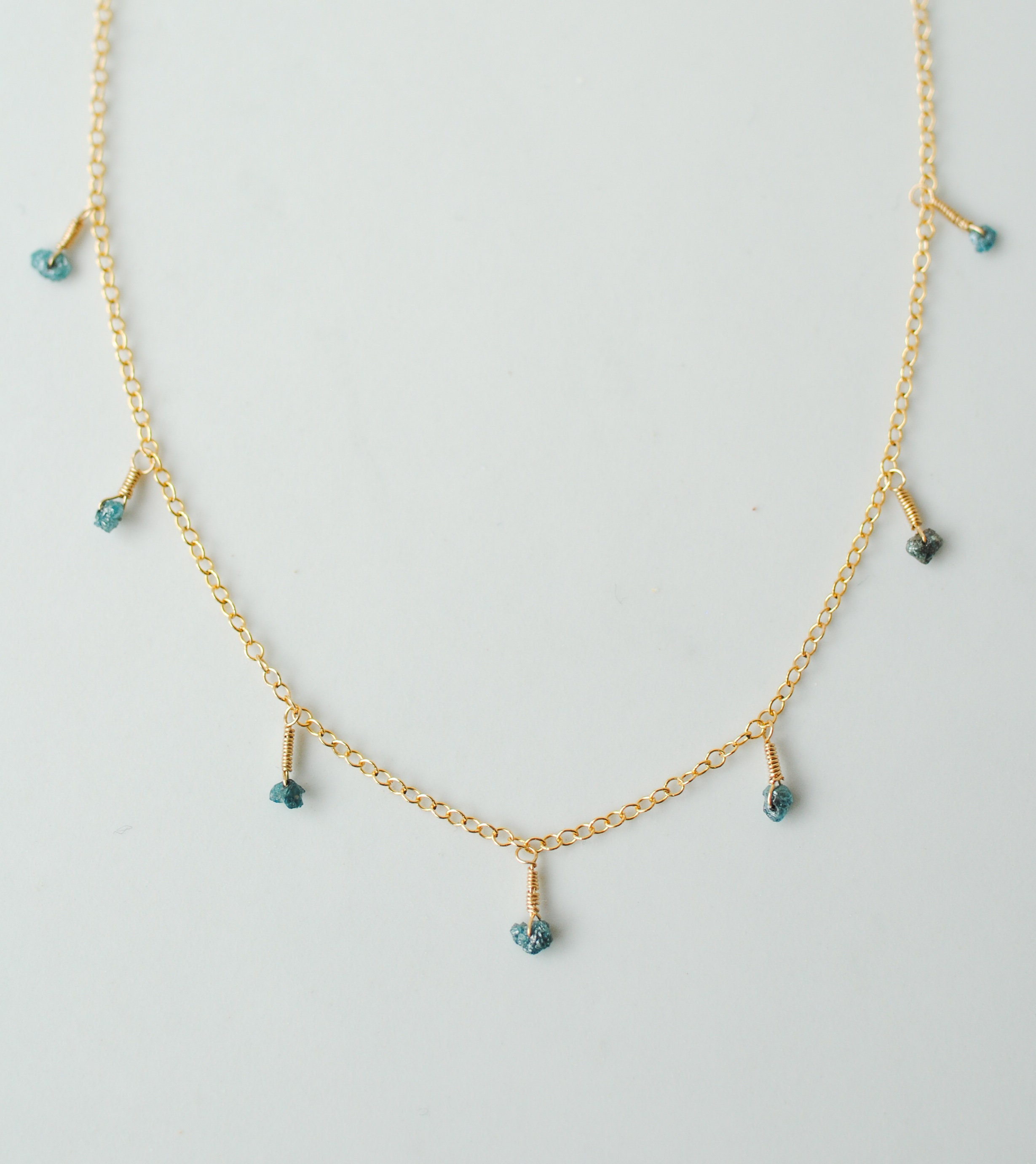 Blue Diamond Necklace Dainty Diamond Necklace Raw Diamond | Etsy
