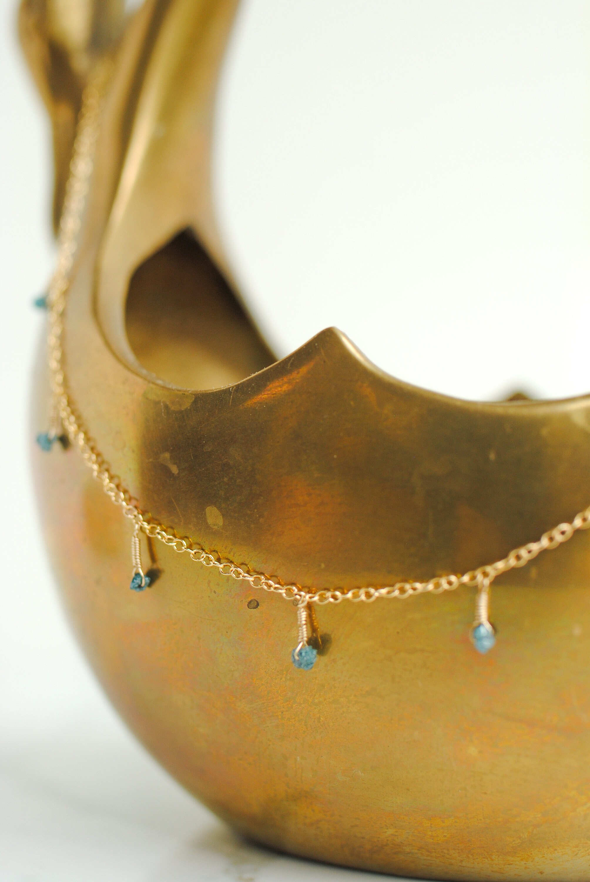 Blue Diamond Necklace Dainty Diamond Necklace Raw Diamond | Etsy