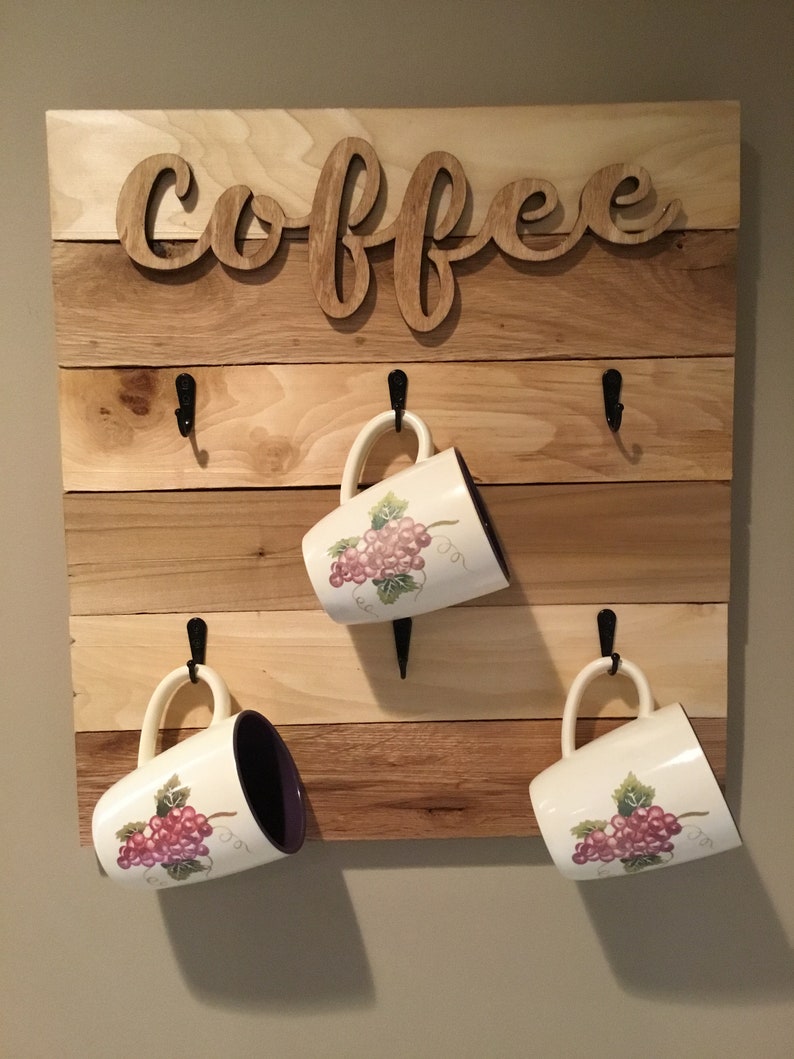Coffee Cup Rack Distressed Brown Farmhouse Decor Coffee Sign - Etsy