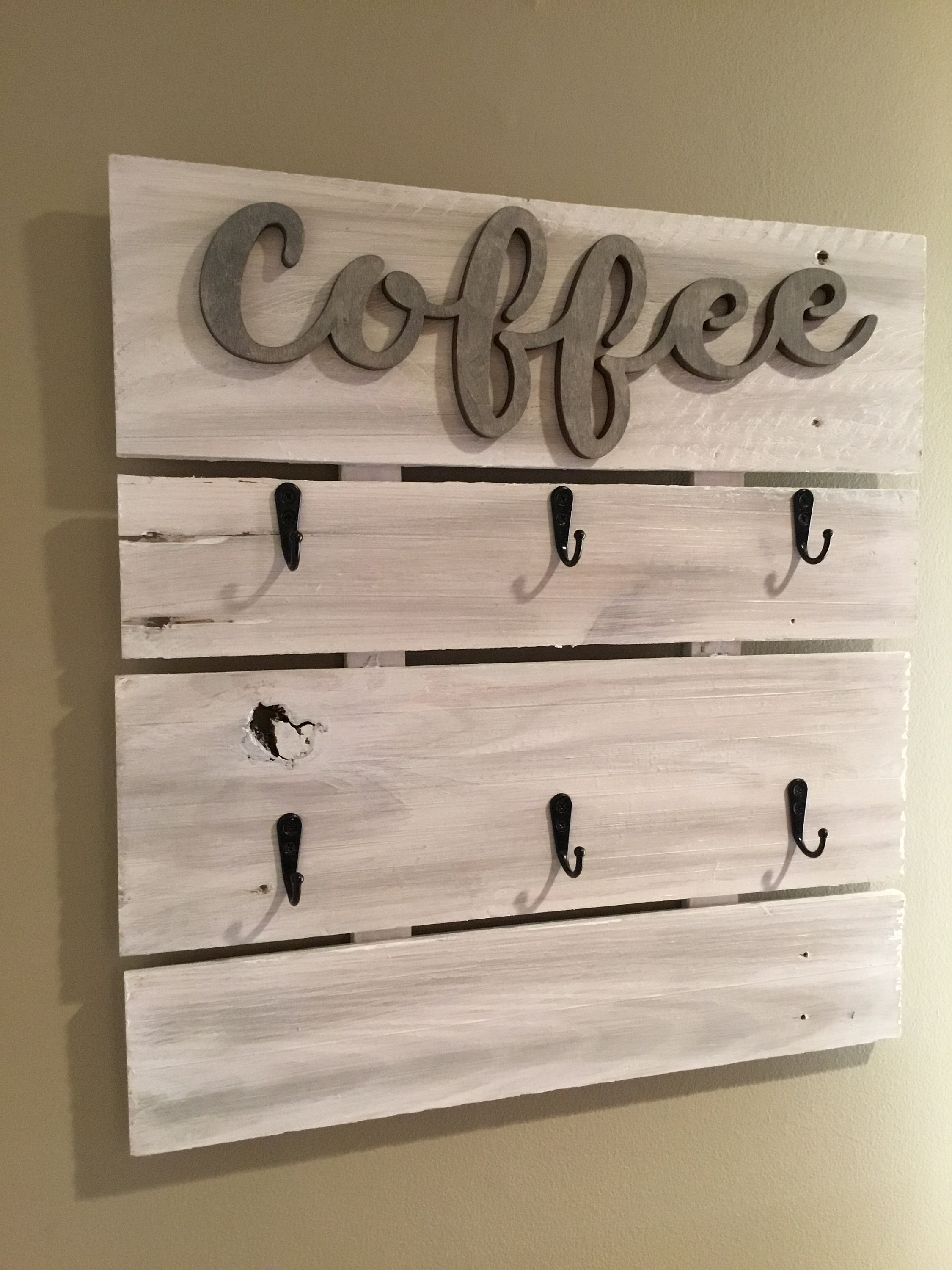 Coffee Cup Rack Distressed Weathered White Farmhouse Decor - Etsy