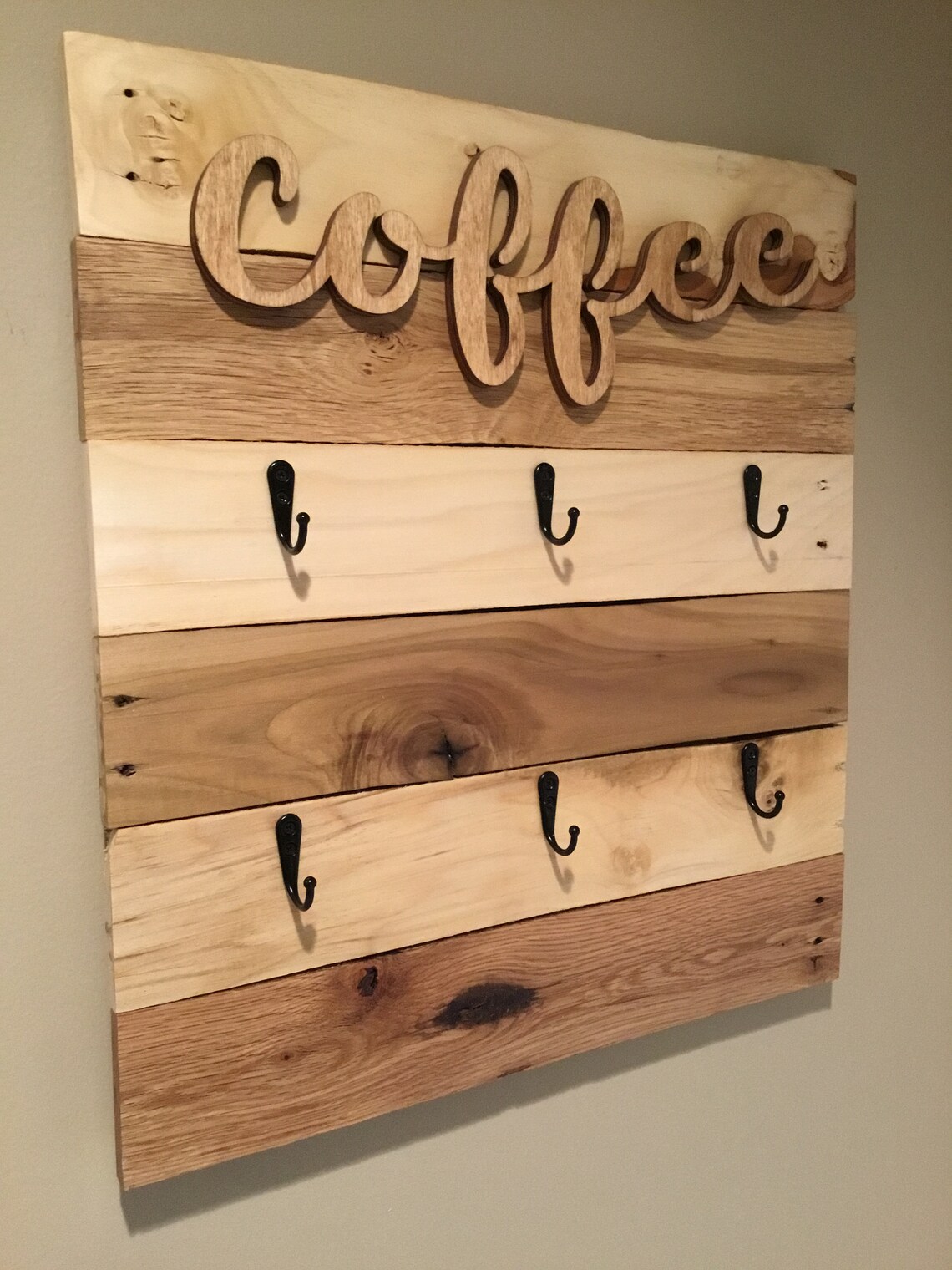 Coffee Cup Rack Distressed Weathered Brown Farmhouse Decor - Etsy