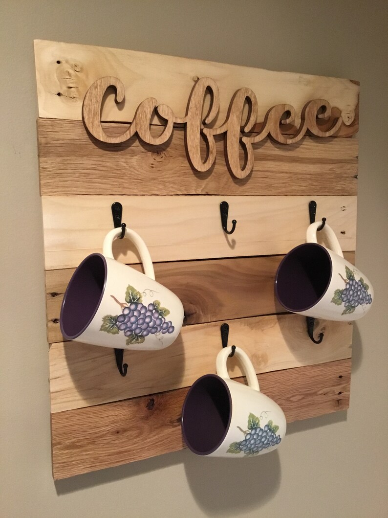 Coffee Cup Rack Distressed Weathered Brown Farmhouse Decor - Etsy