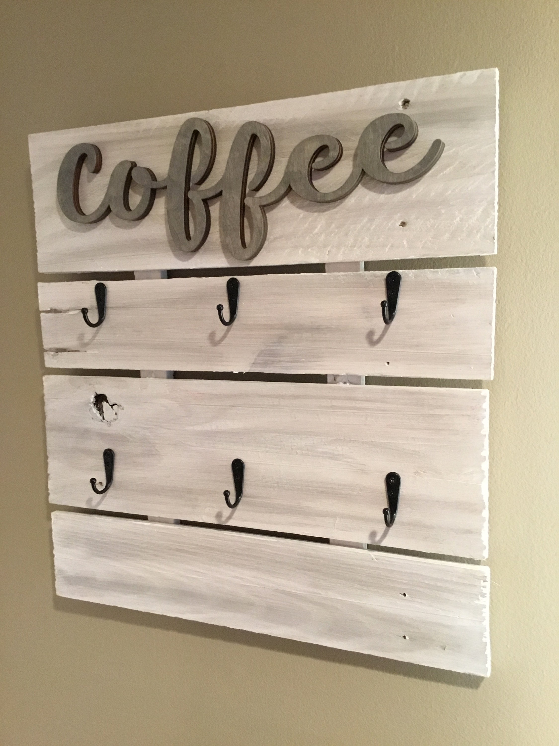 Coffee Cup Rack Distressed Weathered White Farmhouse Decor - Etsy