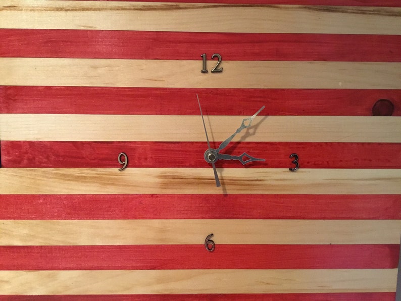 American Flag Quartz Clock Wooden Handmade Rustic Wood Sign Wall Design ...