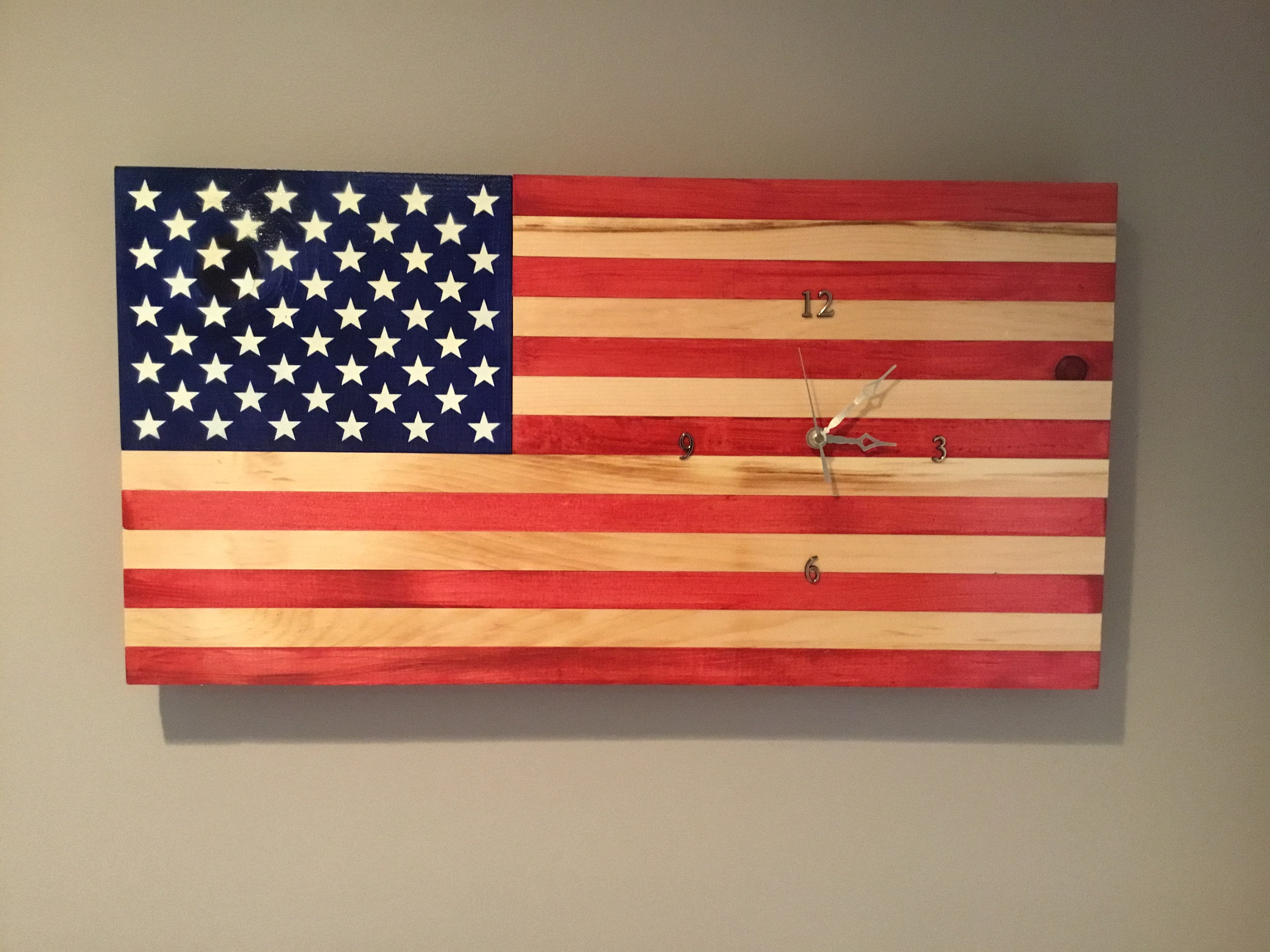 American Flag Quartz Clock Wooden Handmade Rustic Wood Sign Wall Design ...