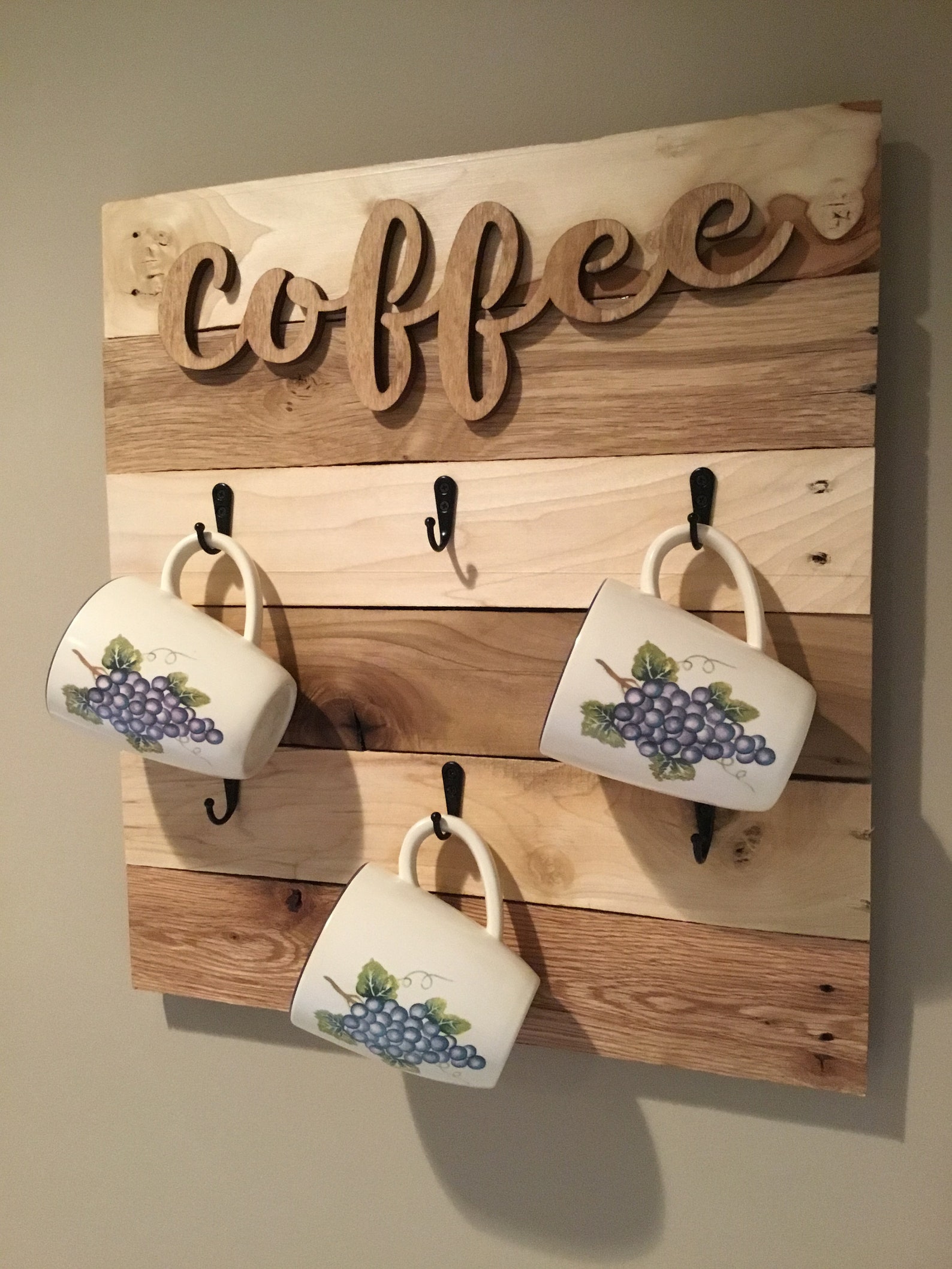 Coffee Cup Rack Distressed Weathered Brown Farmhouse Decor - Etsy