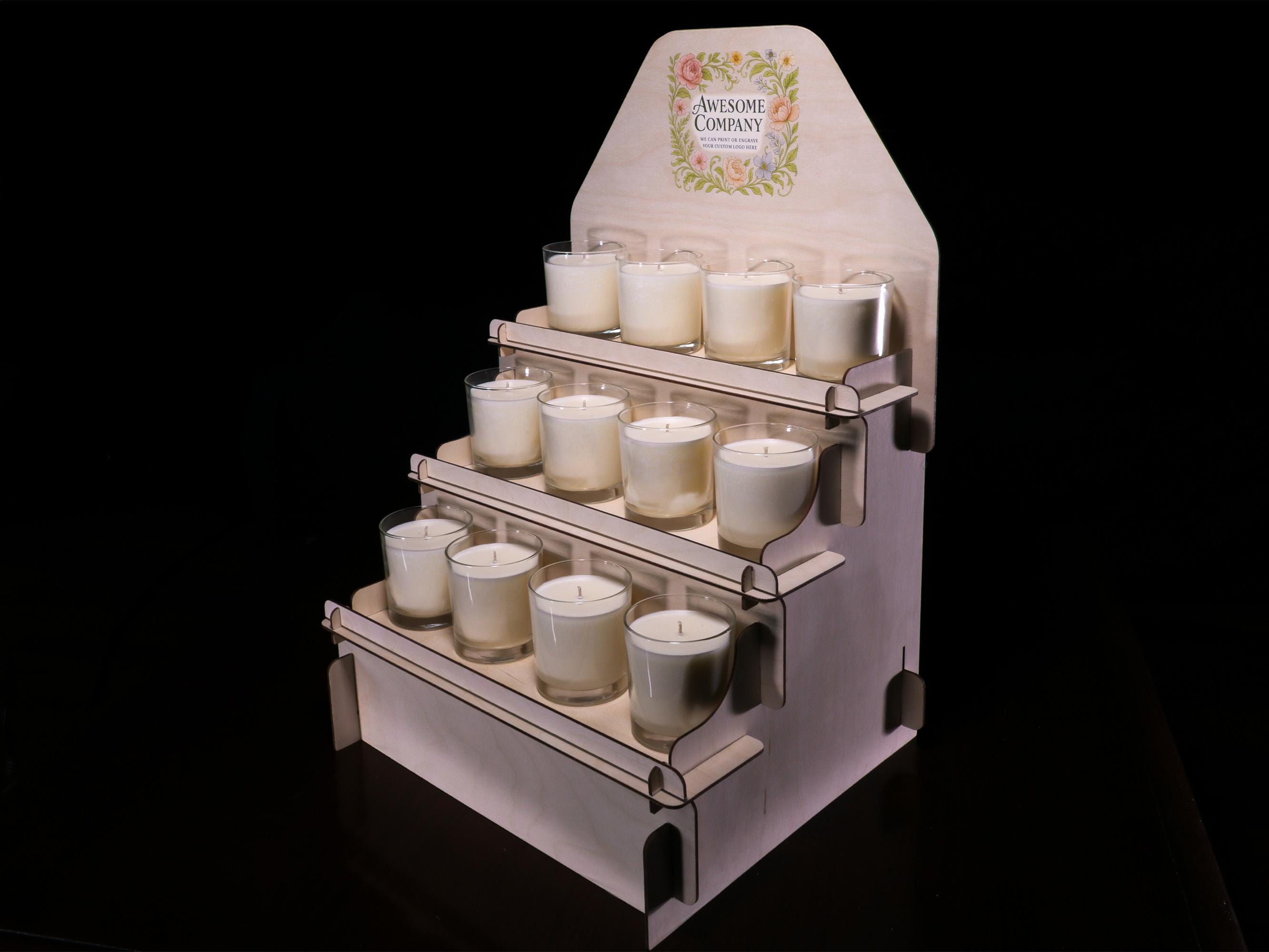3 Tier Soap Display Stand – Compact Wood Countertop Display Shelf for ...