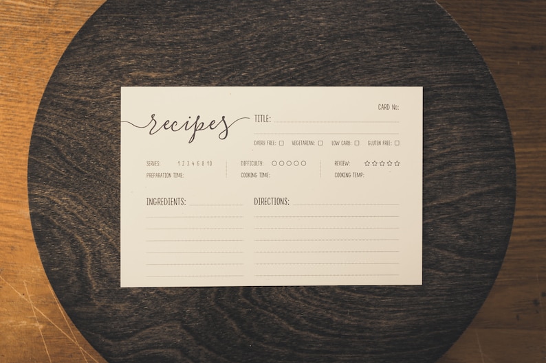 Modern Recipe Cards 4x6 Set of 50 W/ Vintage Design for - Etsy