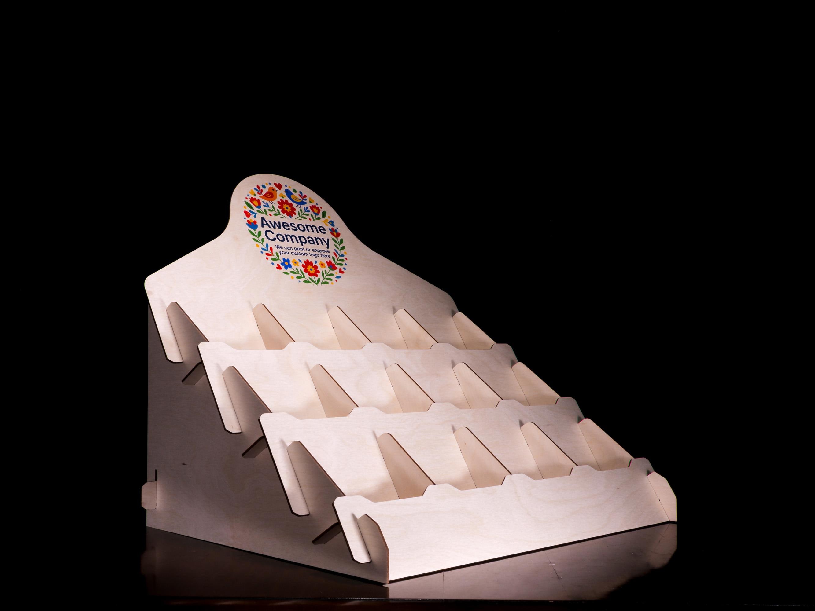 3 Tier Wooden Coaster Stand – Countertop Sticker Display Rack, Brochure ...