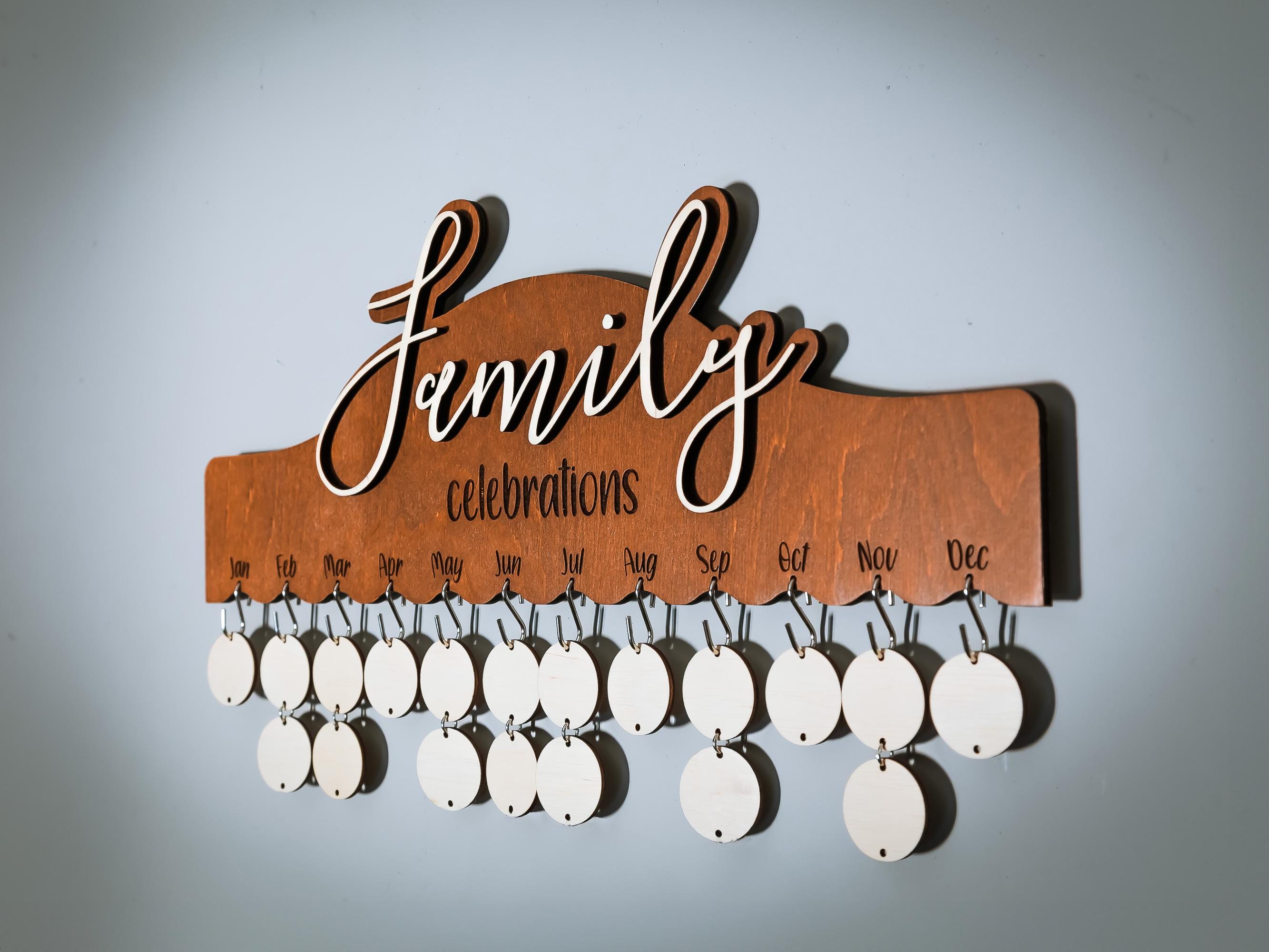 Custom Birthday Calendar, Personalized Wooden Family Calendar, Family ...