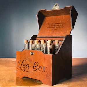 Custom Tea Box With Personalization – Wooden Tea Sampler Gift Box for ...