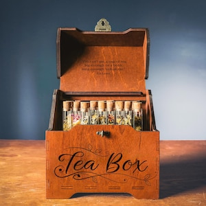 Custom Tea Box With Personalization – Wooden Tea Sampler Gift Box for ...