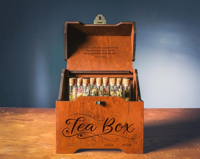 Custom Tea Box With Personalization – Wooden Tea Sampler Gift Box for ...