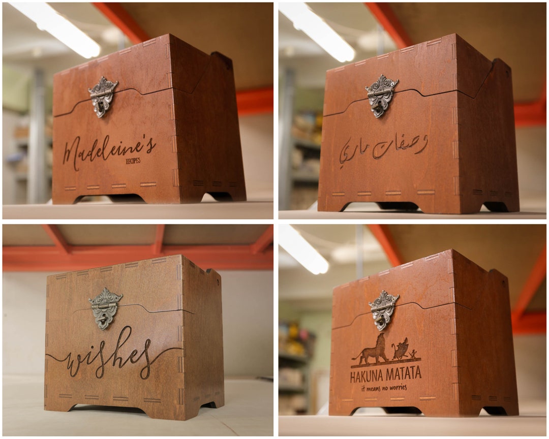 Personalized Recipe Box Wooden 4x6 Recipe Box With Dividers and Custom ...