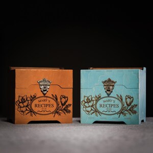 Floral Wooden Recipe Card Box 4x6 - Personalized Recipe Box With ...