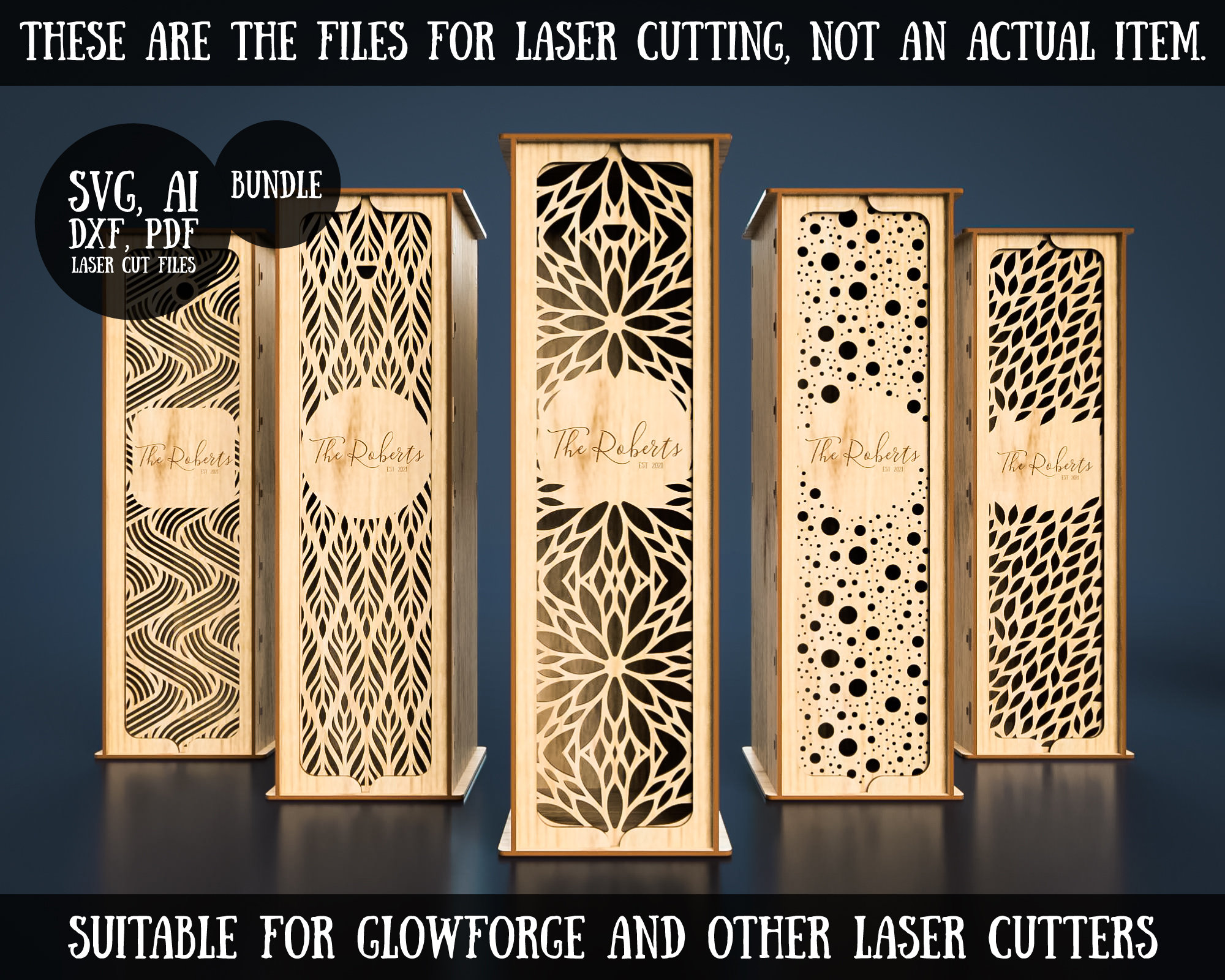 Wine Box SVG Files of Wine Crate Laser Cut Files of Wine - Etsy