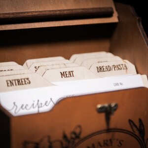 Recipe Box With Dividers, Wooden Recipe Box, Recipe Card Box ...