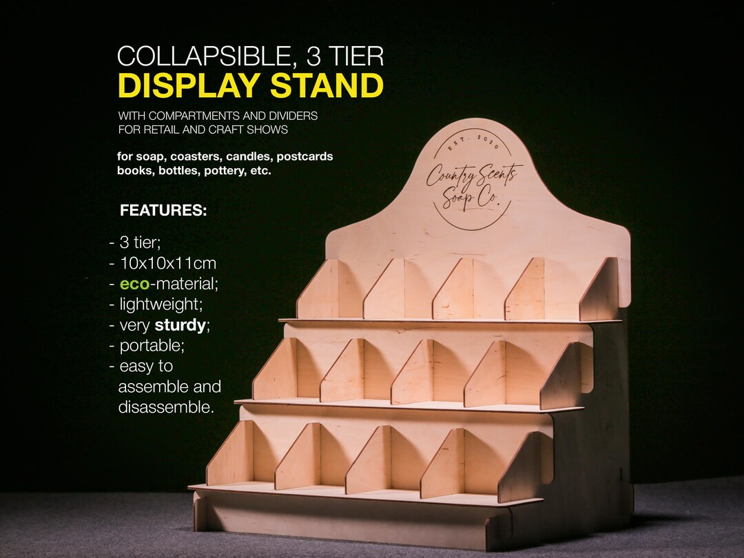 3-tiered Coasters Display Stand. Custom, Portable, Collapsible ...