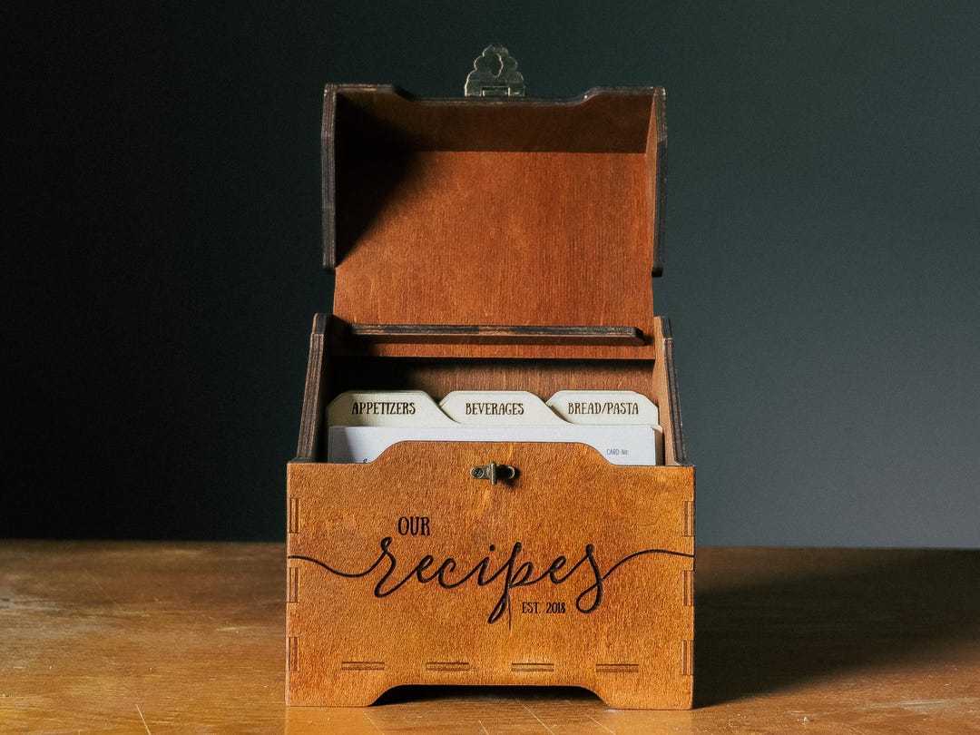 Vintage Recipe Box - Personalized Recipe Holder for 4x6 & 5x7 Recipe ...