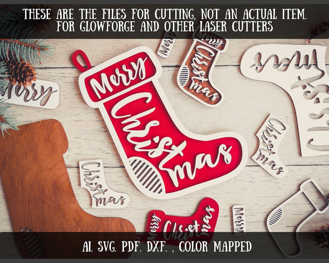 Christmas Stockings SVG Laser Cut Files for Mantel Decor, Christmas ...