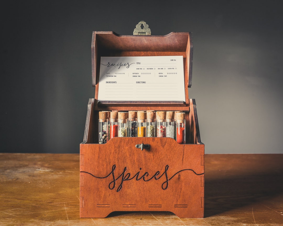 Rustic Spice Rack, Wooden Spice Rack With Glass Jars, Spice Jars ...