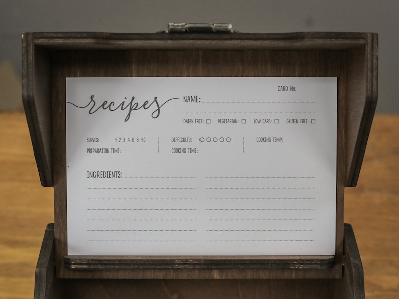 Wooden Personalized Recipe Box W/ 4x6 Recipe Card Dividers & - Etsy