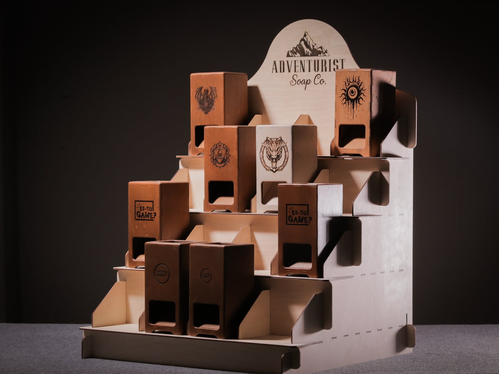 Personalized Wooden Display Stand - Collapsible Rack With Compartments ...