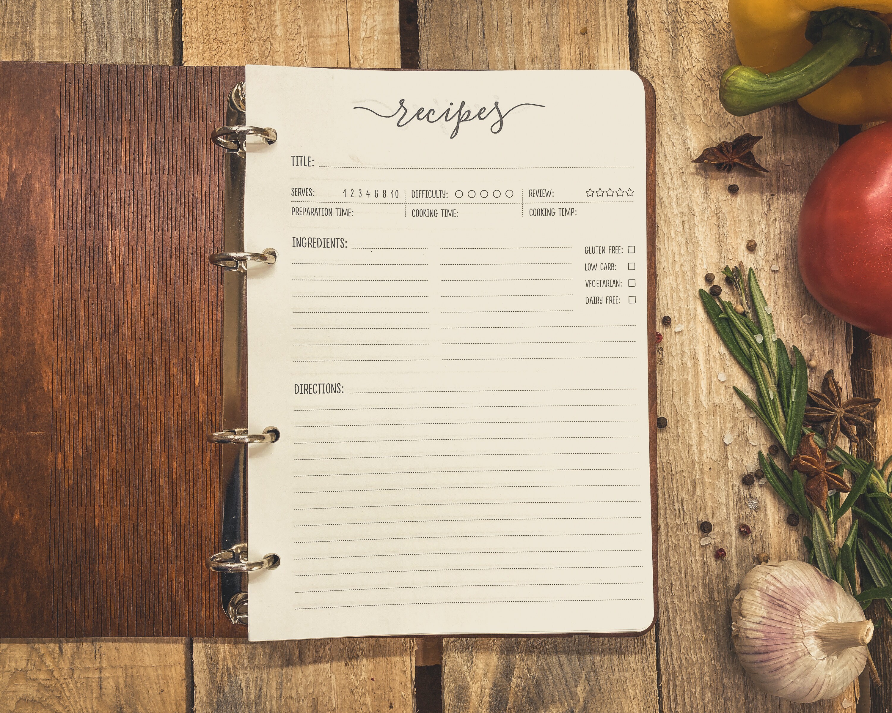 Custom Recipe Book, Engraved Recipe A5 Binder Book, Housewarming Gift ...