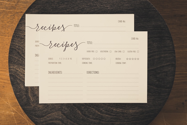 Modern Recipe Cards 4x6 Set of 50 W/ Vintage Design for - Etsy