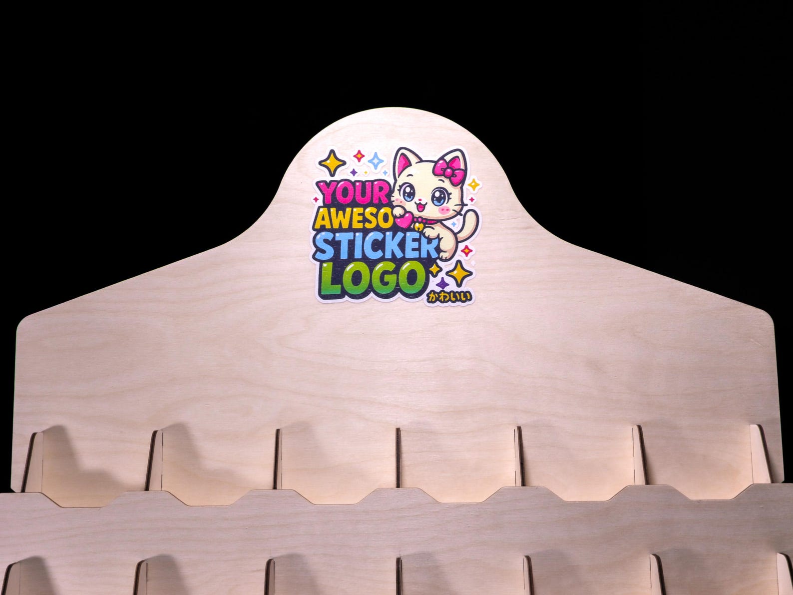 Sticker Display Stand - 4 Tier Wooden Countertop Rack, Sticker Board ...