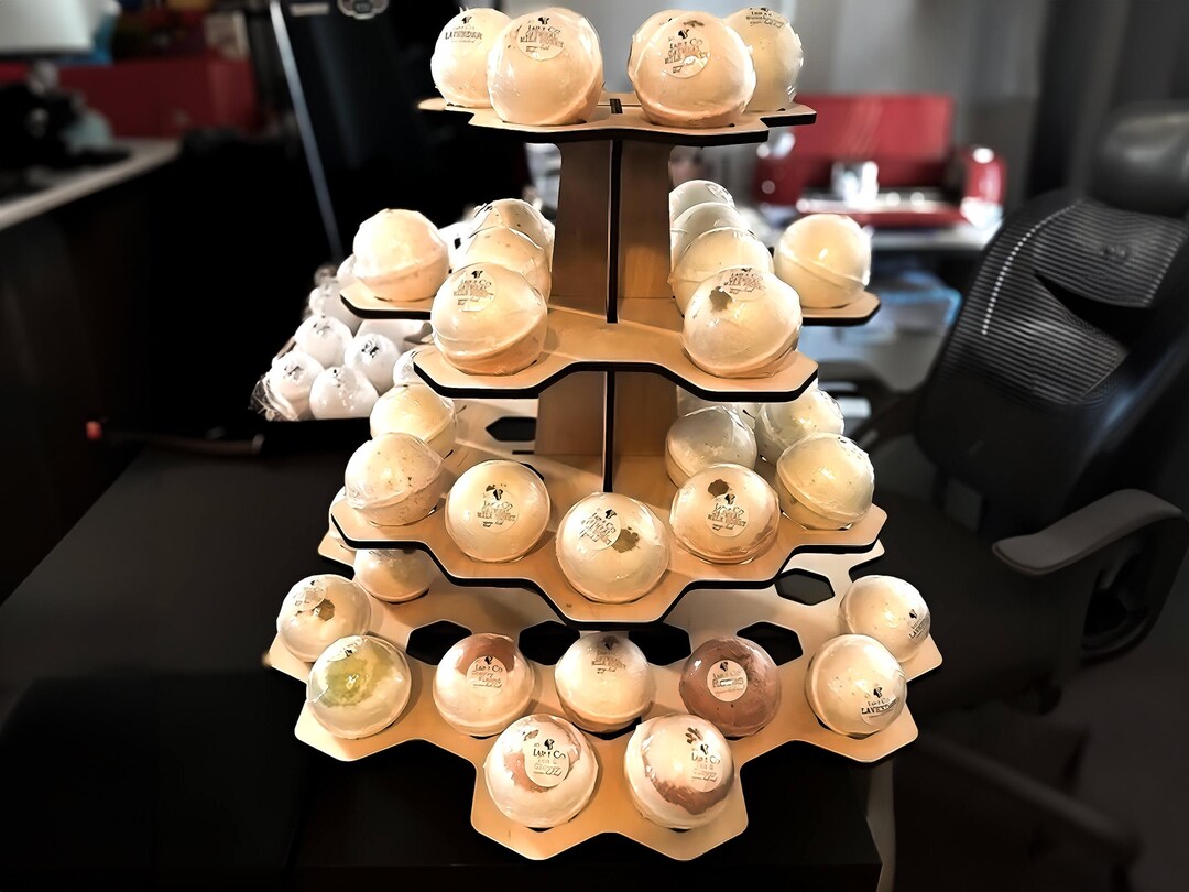 Bath Bomb Display Stand – 4-tier Wooden Organizer for Craft Fairs ...
