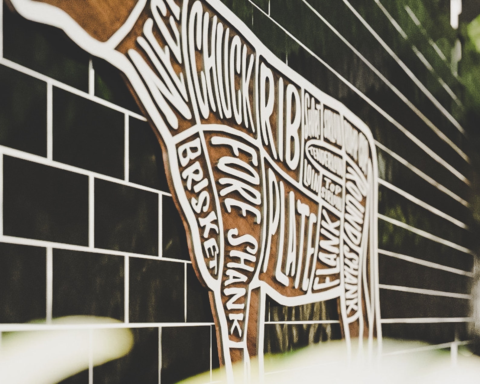 Wood Beef Meat Cuts Chart Kitchen Wall Art, Butcher Cuts Restaurant ...