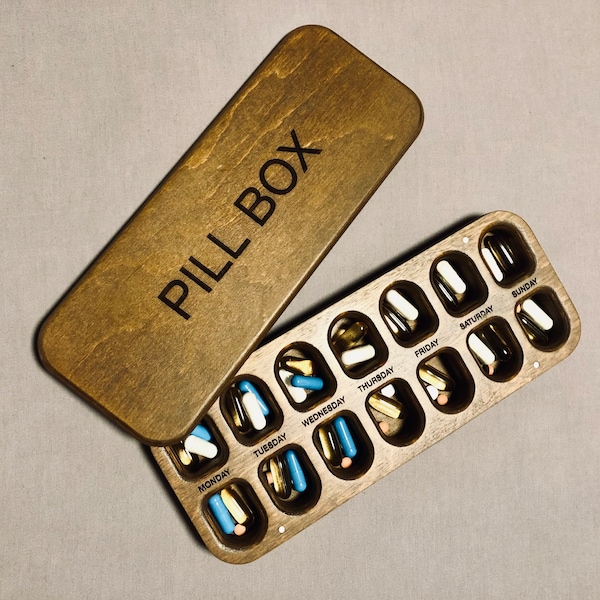 Cute Pill Box Wooden - Etsy