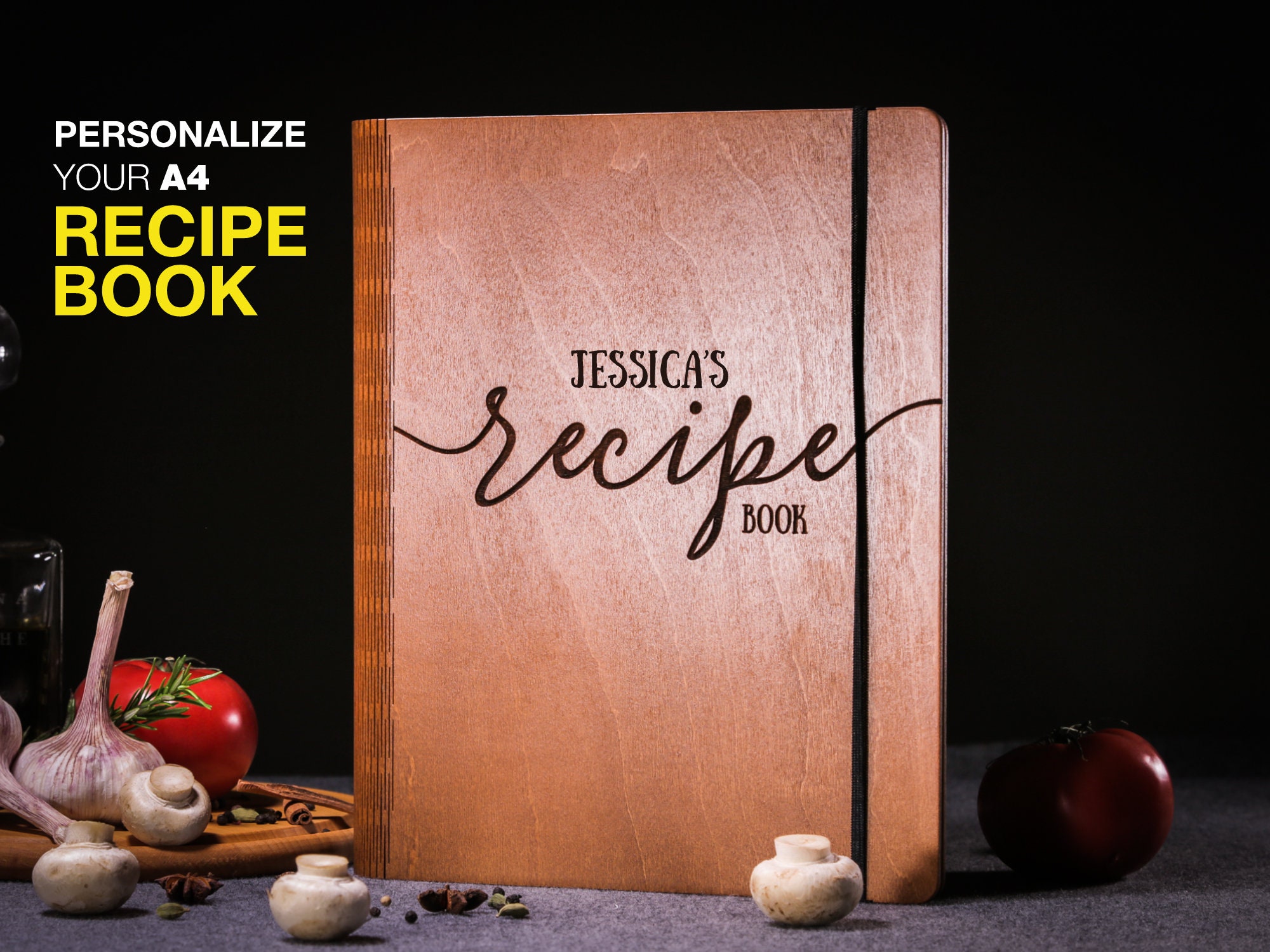 Custom Recipe Book Binder A4 A5 Family Cook Book Personalized Wooden ...