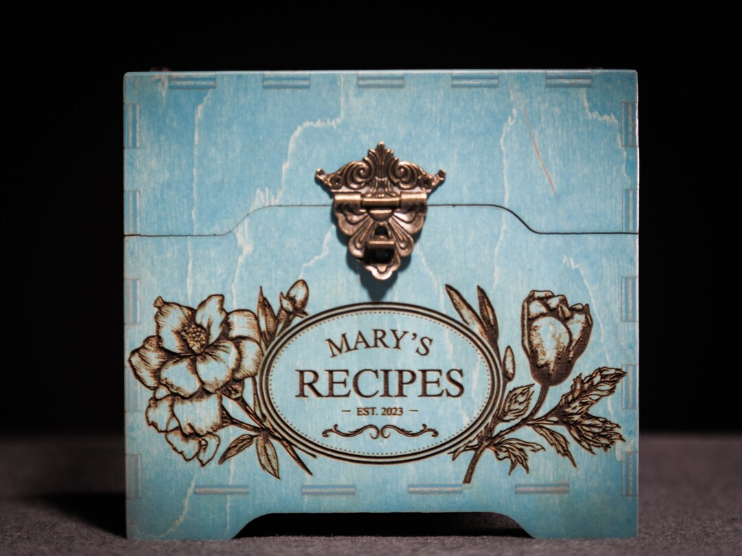 Recipe Box With Dividers, Wooden Recipe Box, Recipe Card Box ...