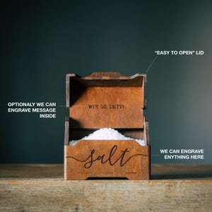 Vintage Salt Box - Personalized Wooden Salt Cellar With Lid - Etsy