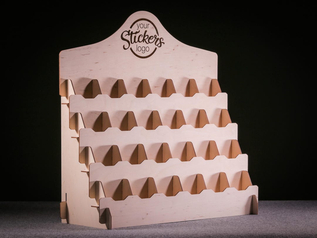 Sticker Display Stand, Wooden Sticker Holder, Craft Show Display Shelf ...